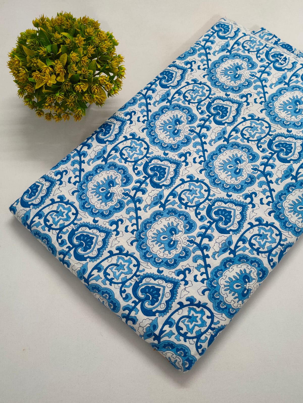 Hand Block Printed Pure Cotton Fabric - JBRHSA10 – Jaipur Bazar