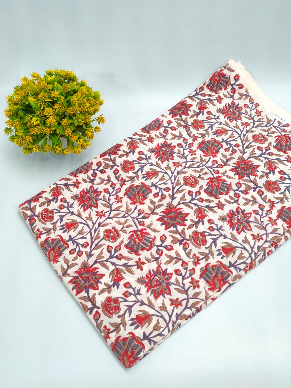 Sanganeri Hand Block Pure Cotton Fabric - JBRMZ21 – Jaipur Bazar